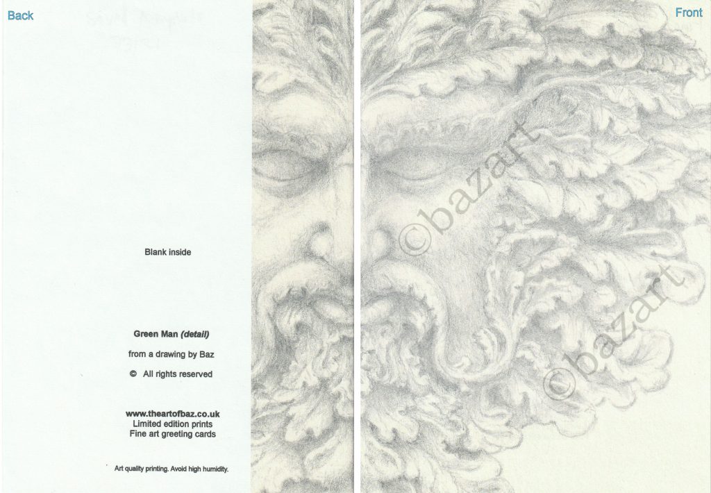 Green man: fine art greeting card from an original drawing.